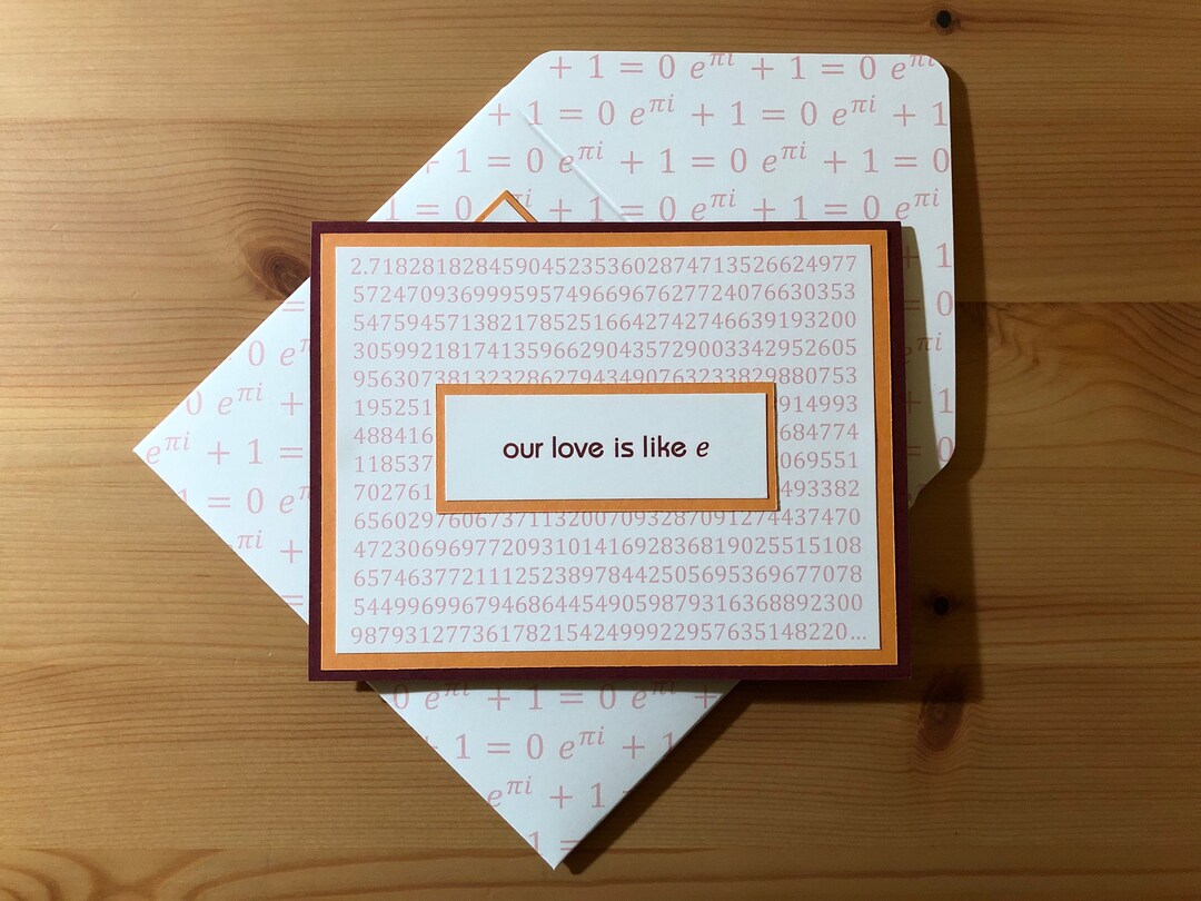 Math Valentine’s Day Card, Math Anniversary Card, Our Love is Like E ...