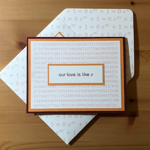 Math Valentine’s Day Card, Math Anniversary Card, Our Love is Like E ...