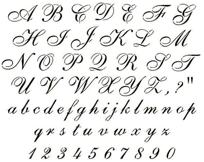 Fantasy Cursive Text Alphabet Letters Craft Stencil Template, Letters ...