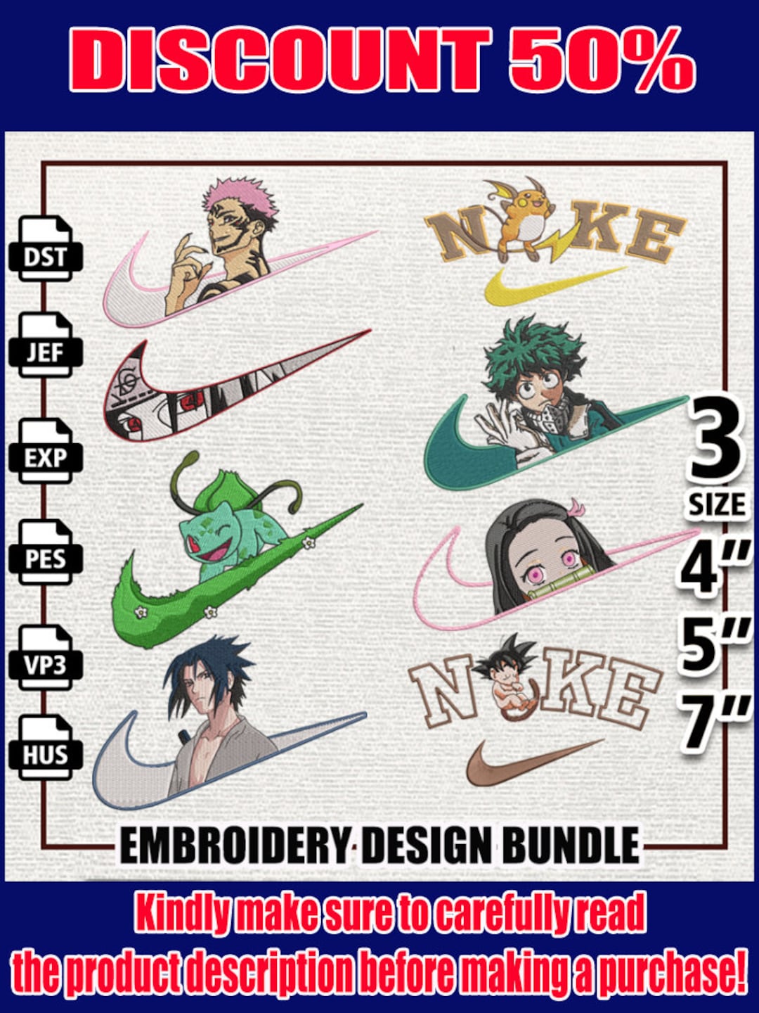 8 Premium Anime Embroidery Design Bundle, Anime Inspired Machine ...