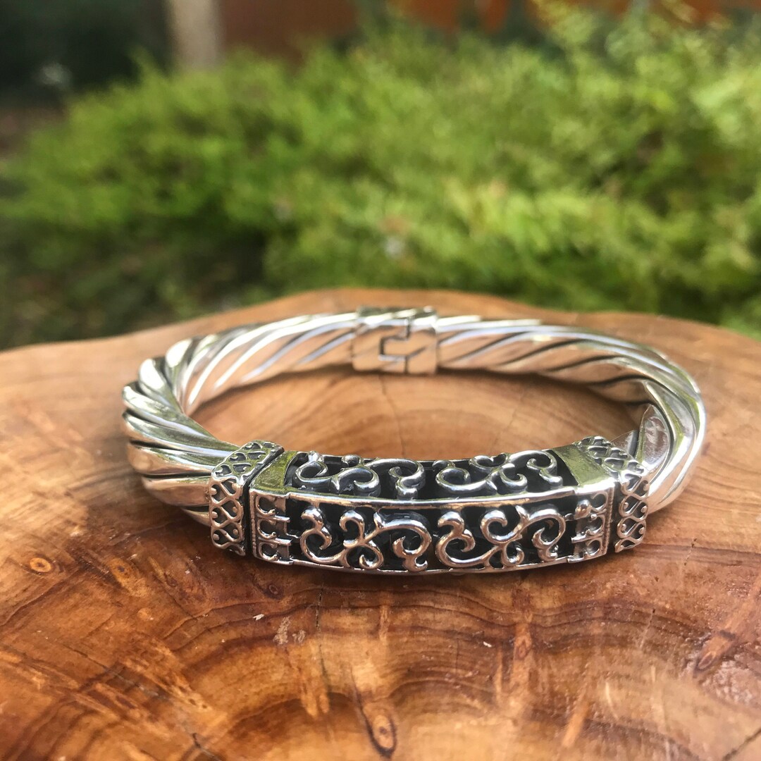 B0669. Filigree Twisted Floral Cable Bangle Hinged Bracelet by Silpada ...