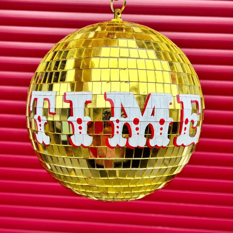 Hand-painted Disco Mirror Ball, Custom Lettering Party Decor, Sparkly ...
