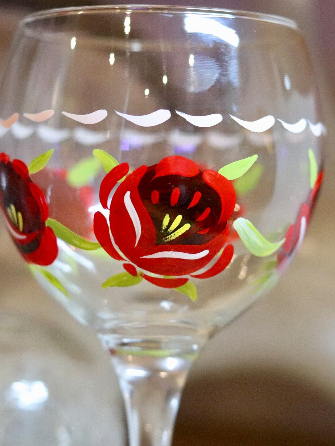 Hand-painted Gin Glass: Traditional Canal Rose Folk Art - Etsy