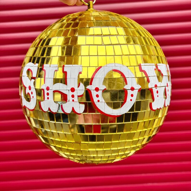 Hand-painted Disco Mirror Ball, Custom Lettering Party Decor, Sparkly ...