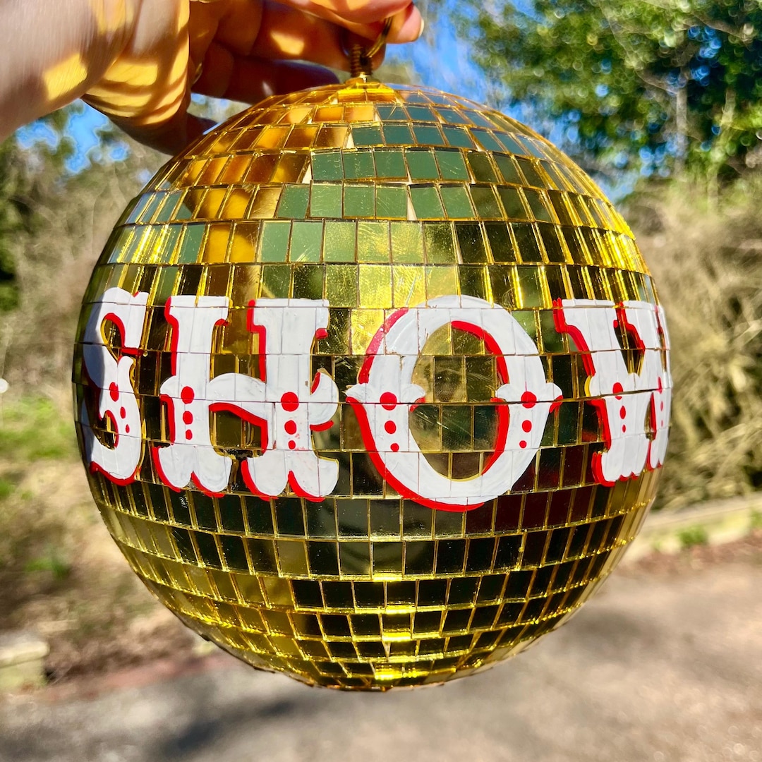 Hand-painted Disco Mirror Ball, Custom Lettering Party Decor, Sparkly ...