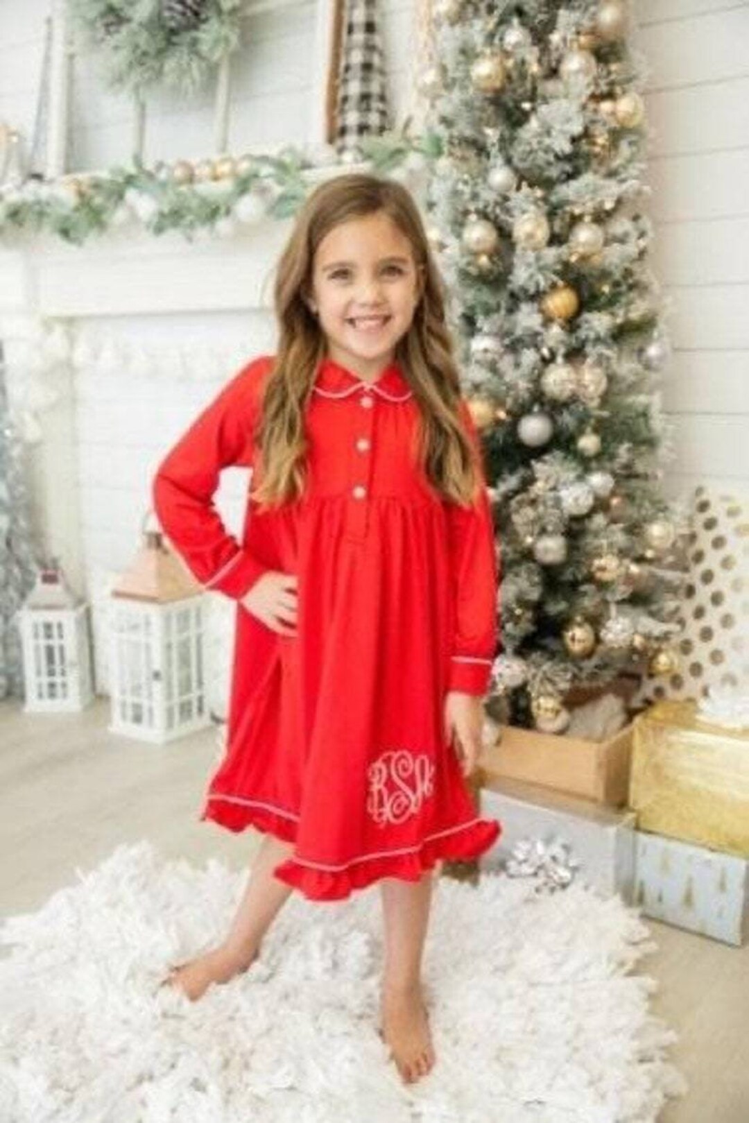 Girls Christmas Dress, Toddler Girls Dress, Girls Monogrammed Christmas ...