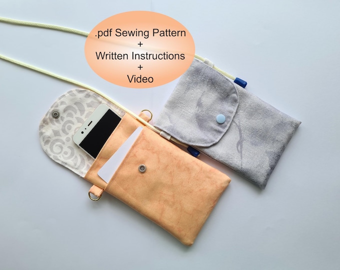 Cell Phone Bag Printable Sewing Pattern and Tutorial - PDF Download ...