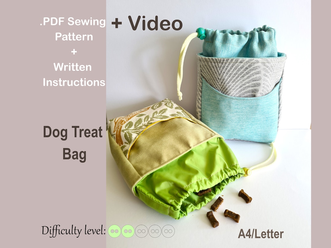 Dog Treat Bag Sewing Pattern With Front Pocket and Drawstring - Etsy