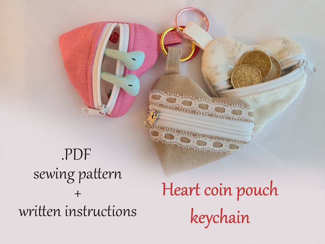PDF Sewing Pattern: Heart Coin Pouch Keychain - Etsy