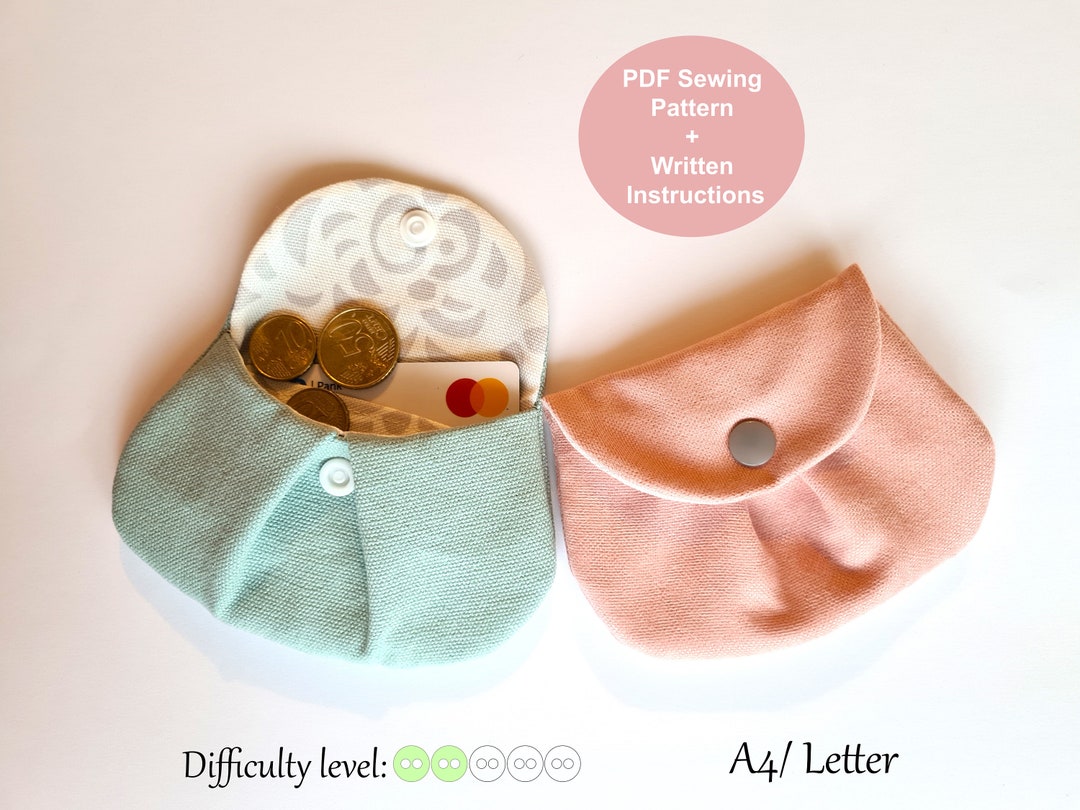 Pleated Coin Purse Sewing Pattern With Snap Closure and Card Pocket - Etsy
