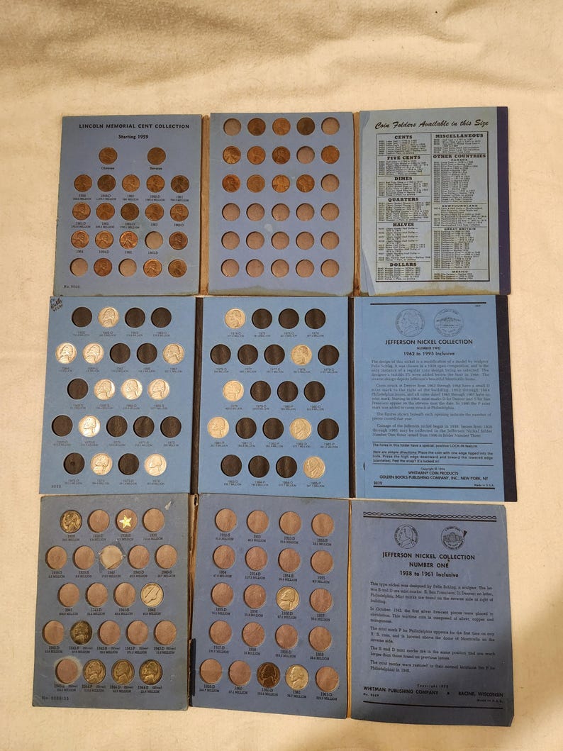 Three Incomplete Vintage Coin Collection Books Pennies and Nickels - Etsy