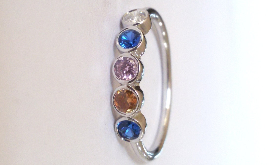 Birthstone Ring Five Birthstones Ring Family Gift Custom | Etsy