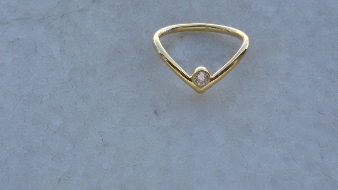 Solitaire Ring Silver Ring Cubic Zirconia Ring Triangle V - Etsy