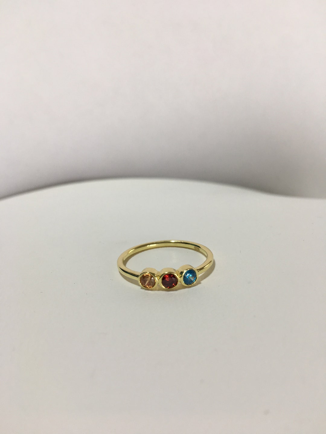 3 Birthstone Silver Personalized Family Ring Personalized Gift - Etsy