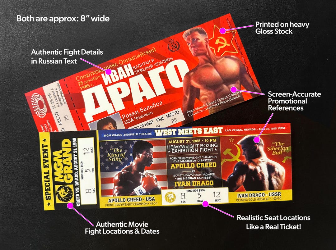 Drago Vs Apollo Fight Tickets and Rocky Vs Drago Fight Tickets Rocky ...