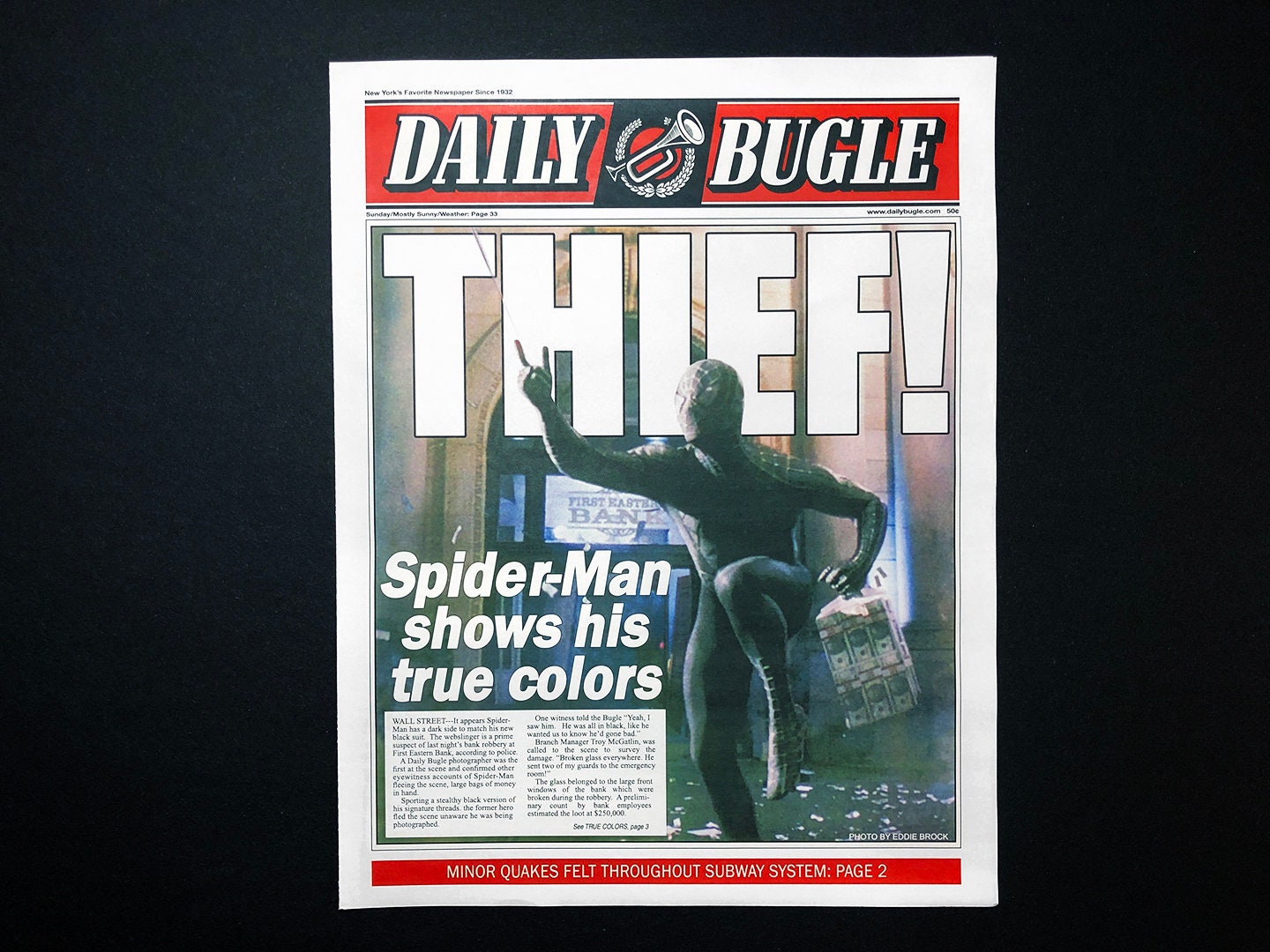 Daily Bugle THIEF Spider-man 3 Full-size Newspaper Replica - Etsy