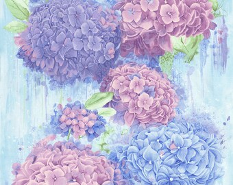 Hydrangea fabric | Etsy