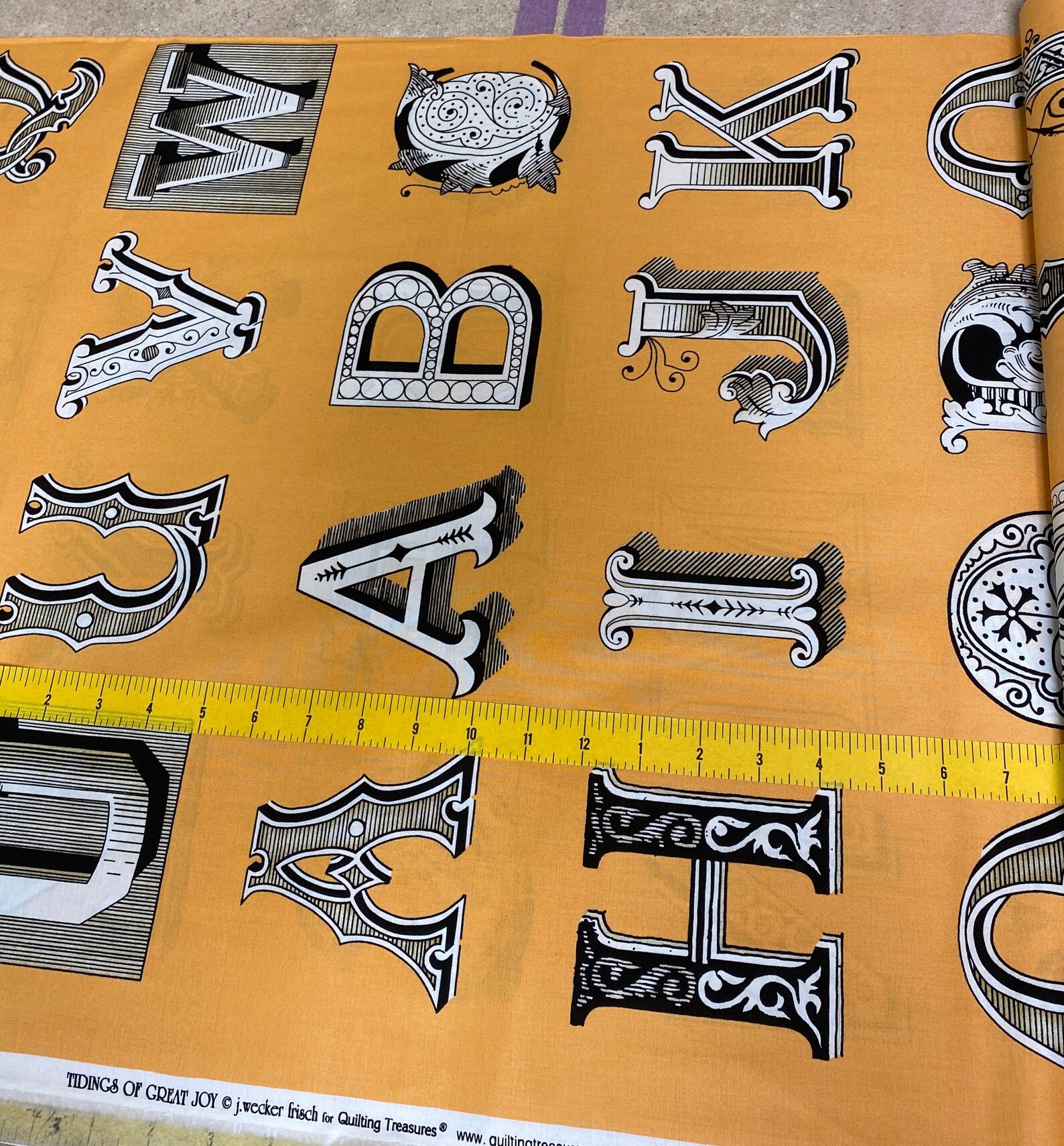 Alphabet Fabric: Letter Stitch LARGE ANTIQUE TYPOGRAPHY Orange - Etsy