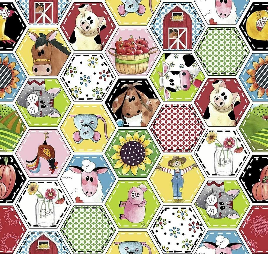 Fabric Visual Arts 2 Yards Country Farm Patchwork Fabric Cotton etna.com.pe