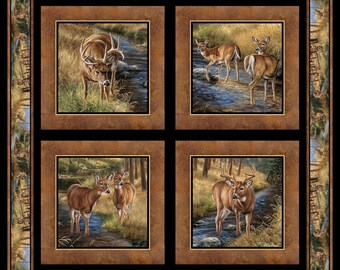Deer Panel Fabric | Etsy