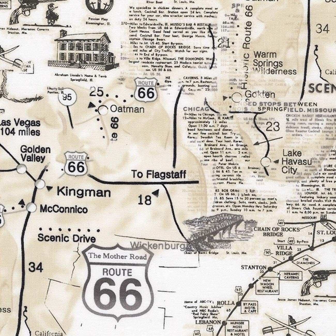 Vintage Road Map Route 66