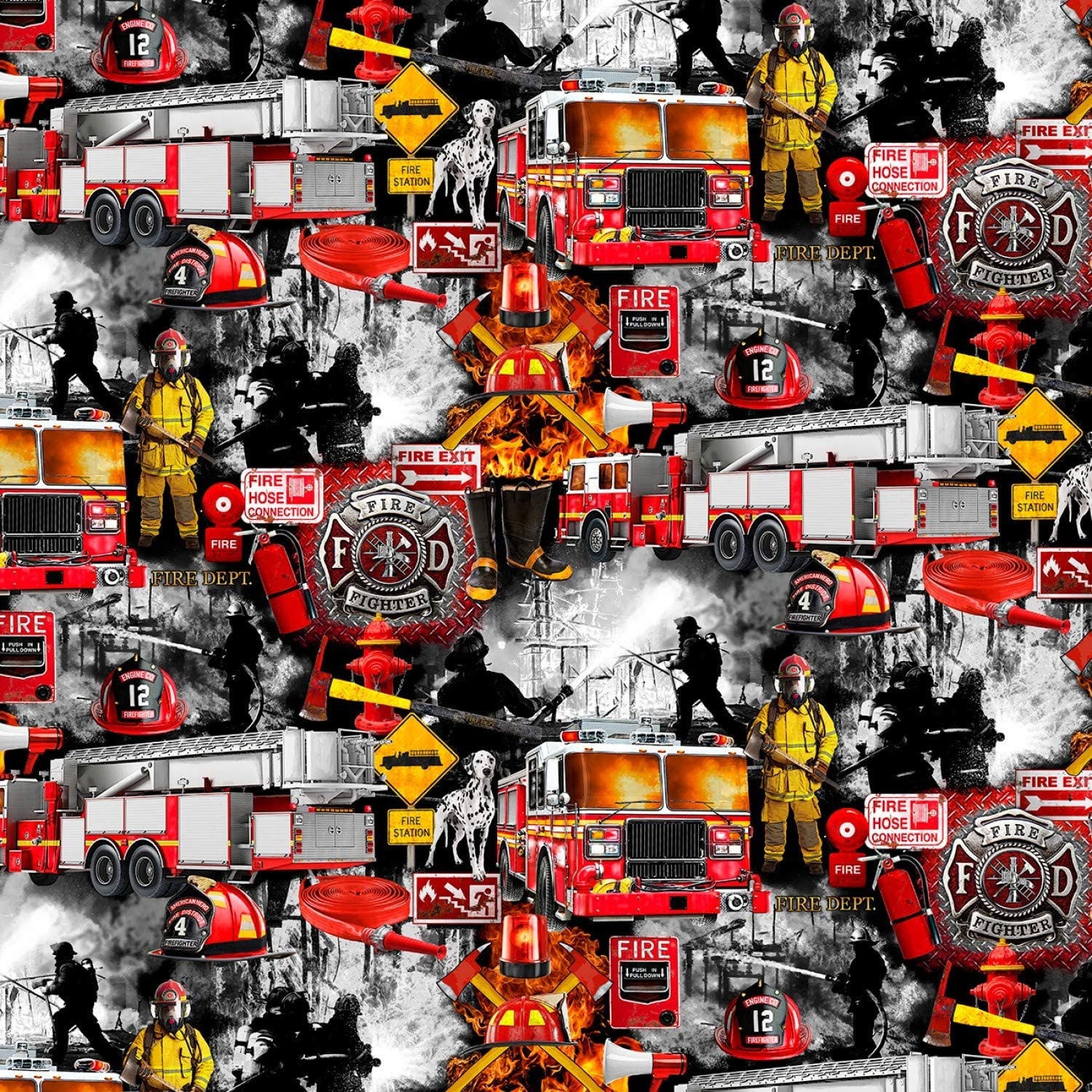 Firefighter Fabric: Timeless Treasures Firefighter Patchwork - Etsy