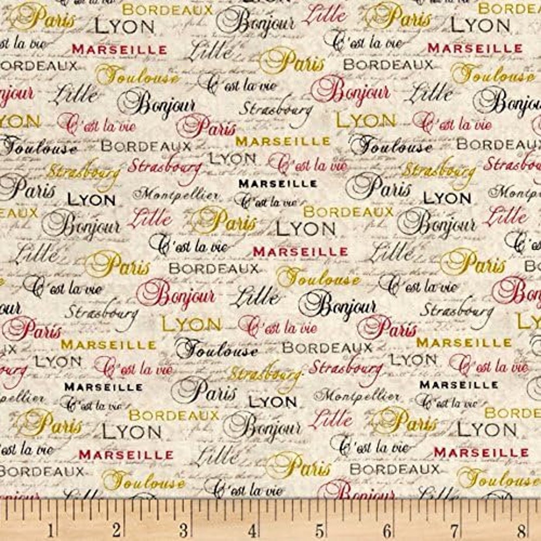 French Words Fabric: C'est La Vie Words Ecru 100% Cotton - Etsy