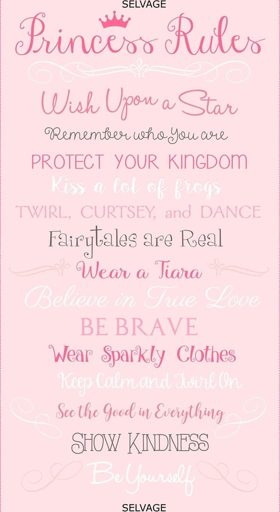 Timeless Treasures Princess Rules Pink Gail C5116 Pink 100% | Etsy