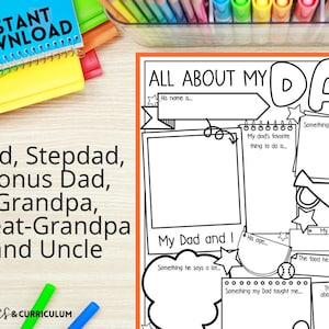 All About Dad Father's Day Printable, All About Grandpa, All About My ...