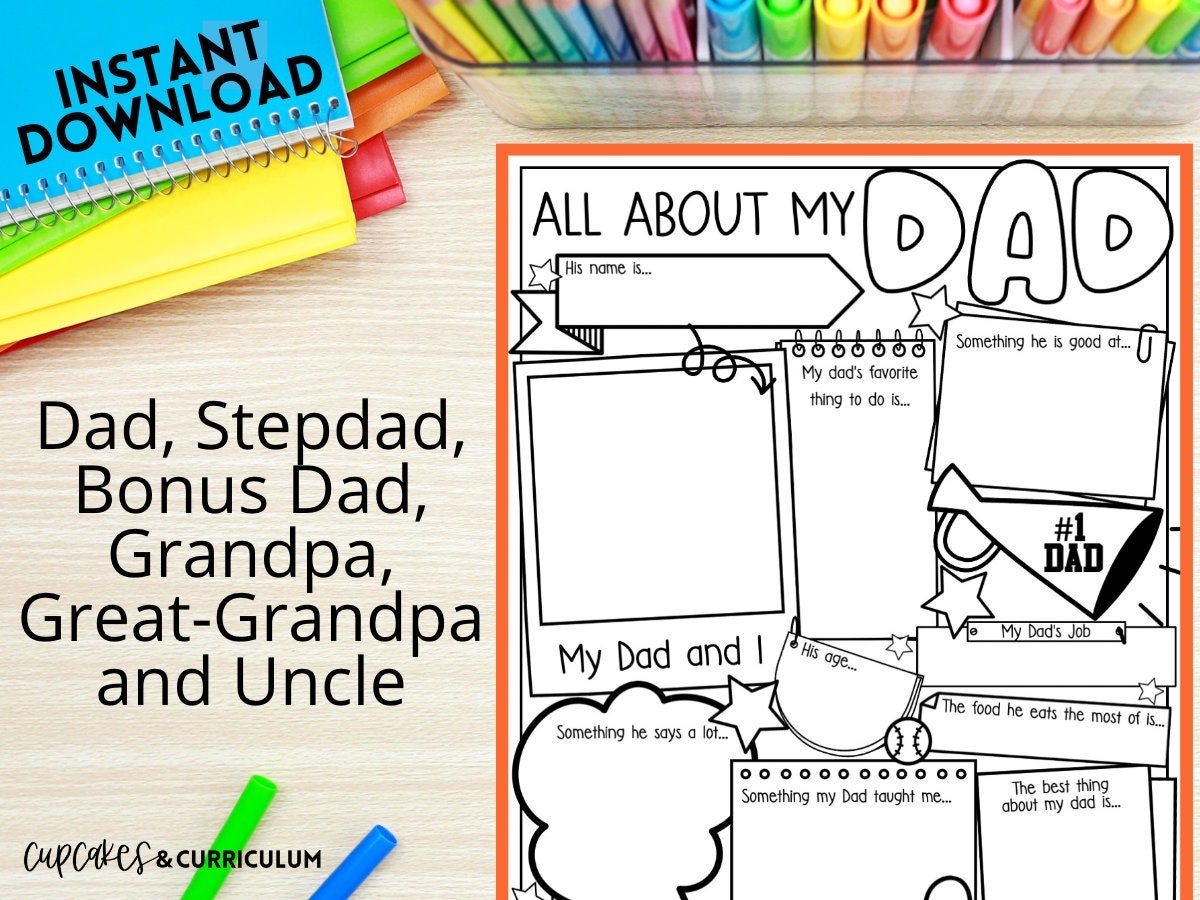 All About Dad Father's Day Printable, All About Grandpa, All About My ...