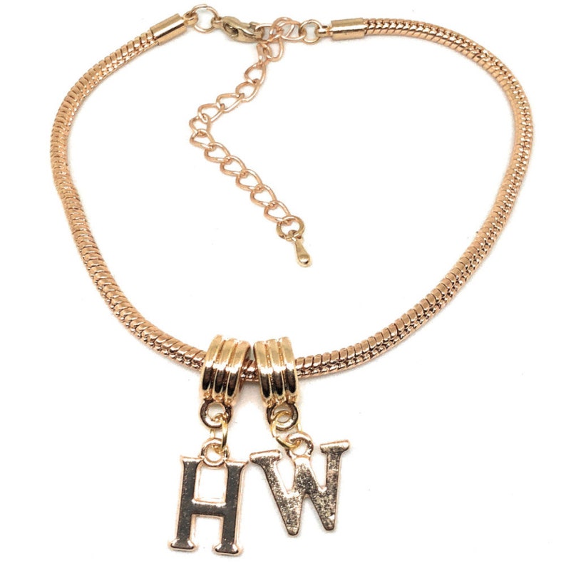 Custom Letter Charms Gold Euro Snake Anklet or Necklace - Etsy