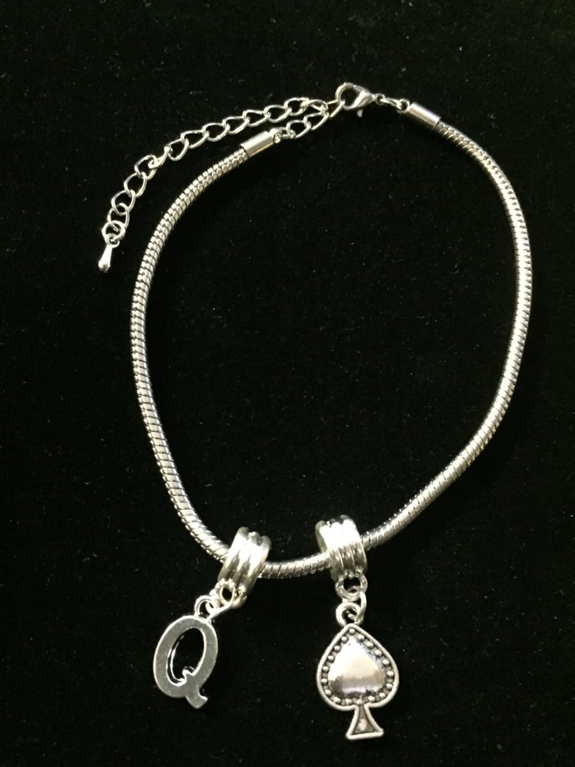 Silver Queen of Spades Anklet or Necklace Crown and Spade - Etsy
