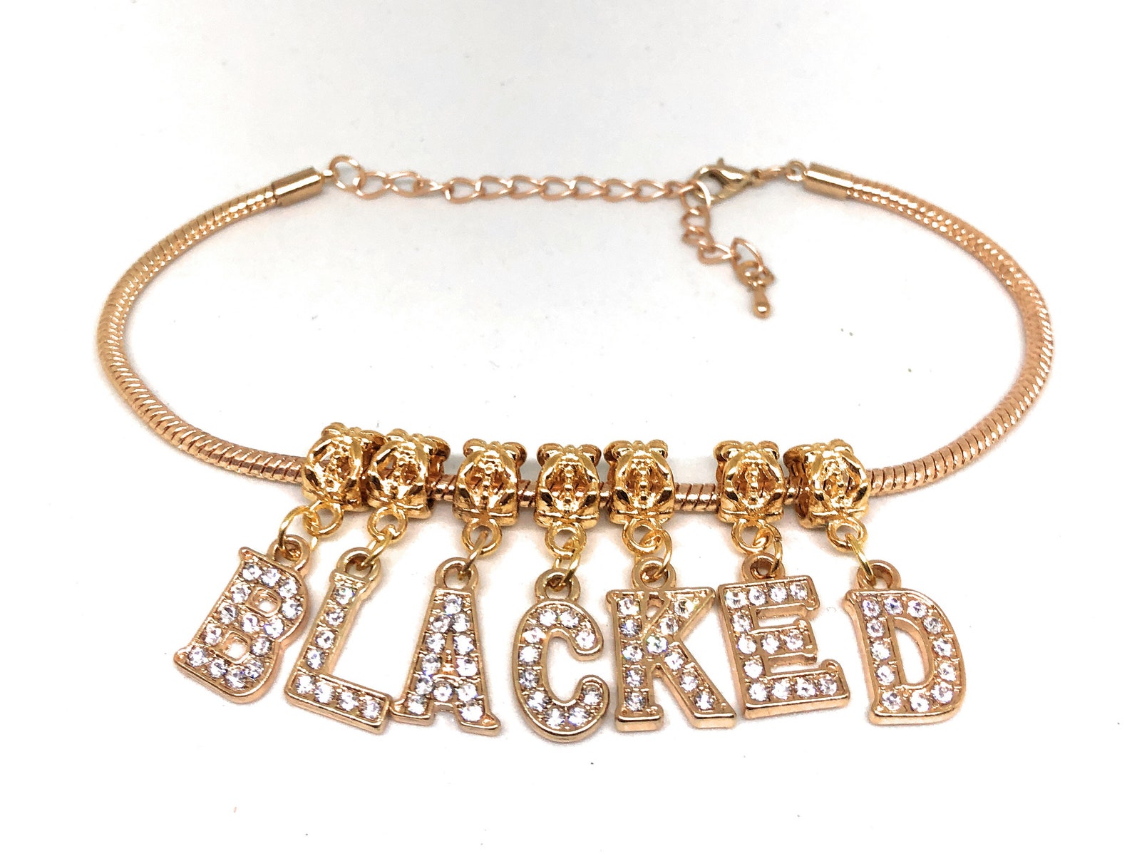 Custom Crystal Letter Charms Gold Euro Snake Anklet or - Etsy