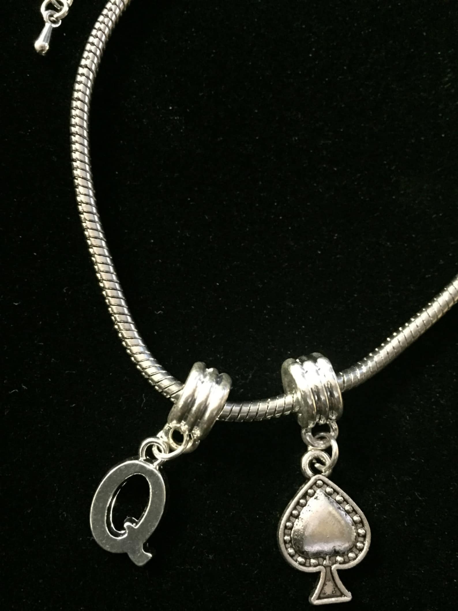 Silver Queen of Spades Anklet or Necklace Crown and Spade | Etsy UK