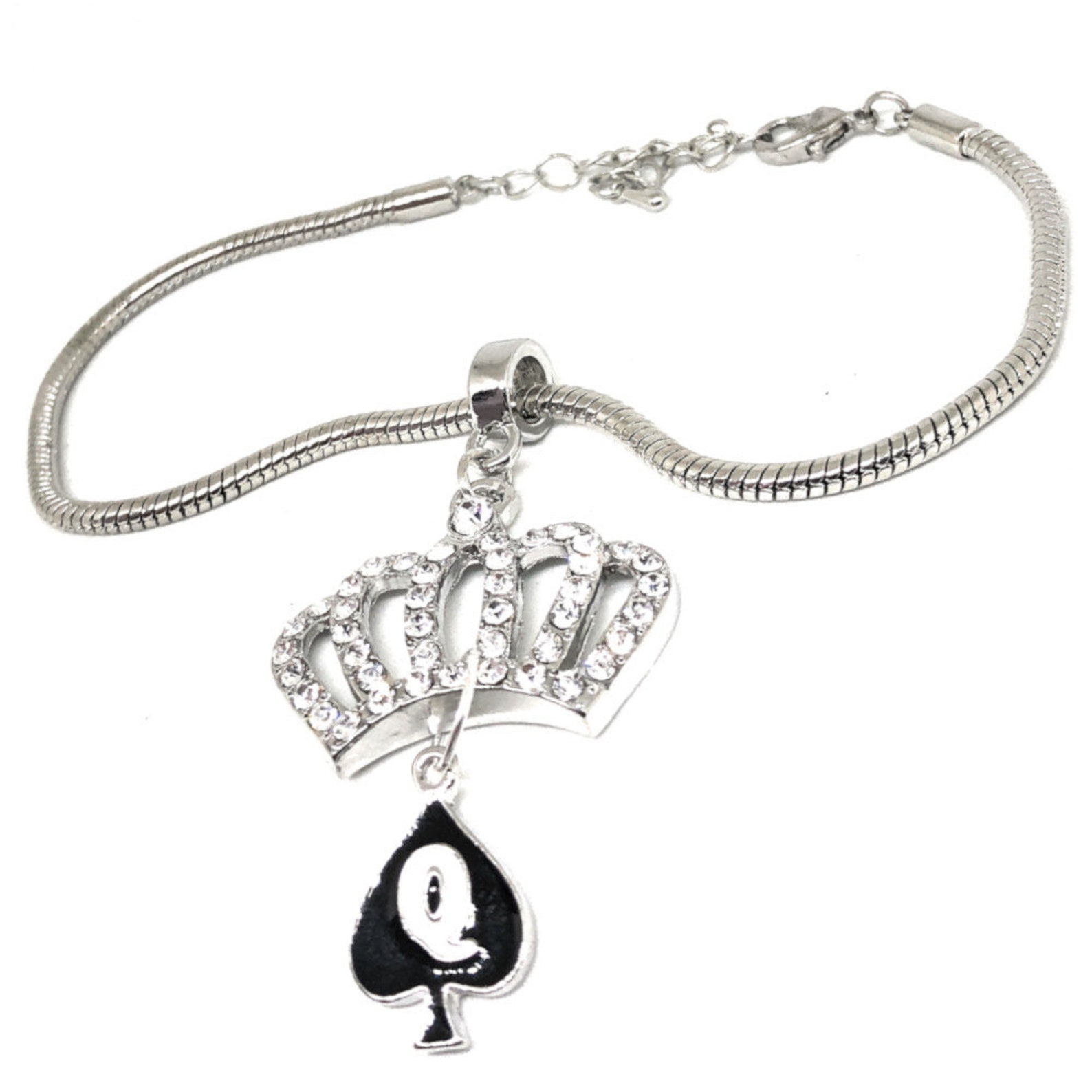 Silver Gold Black queen of Spades Anklet Crown - Etsy