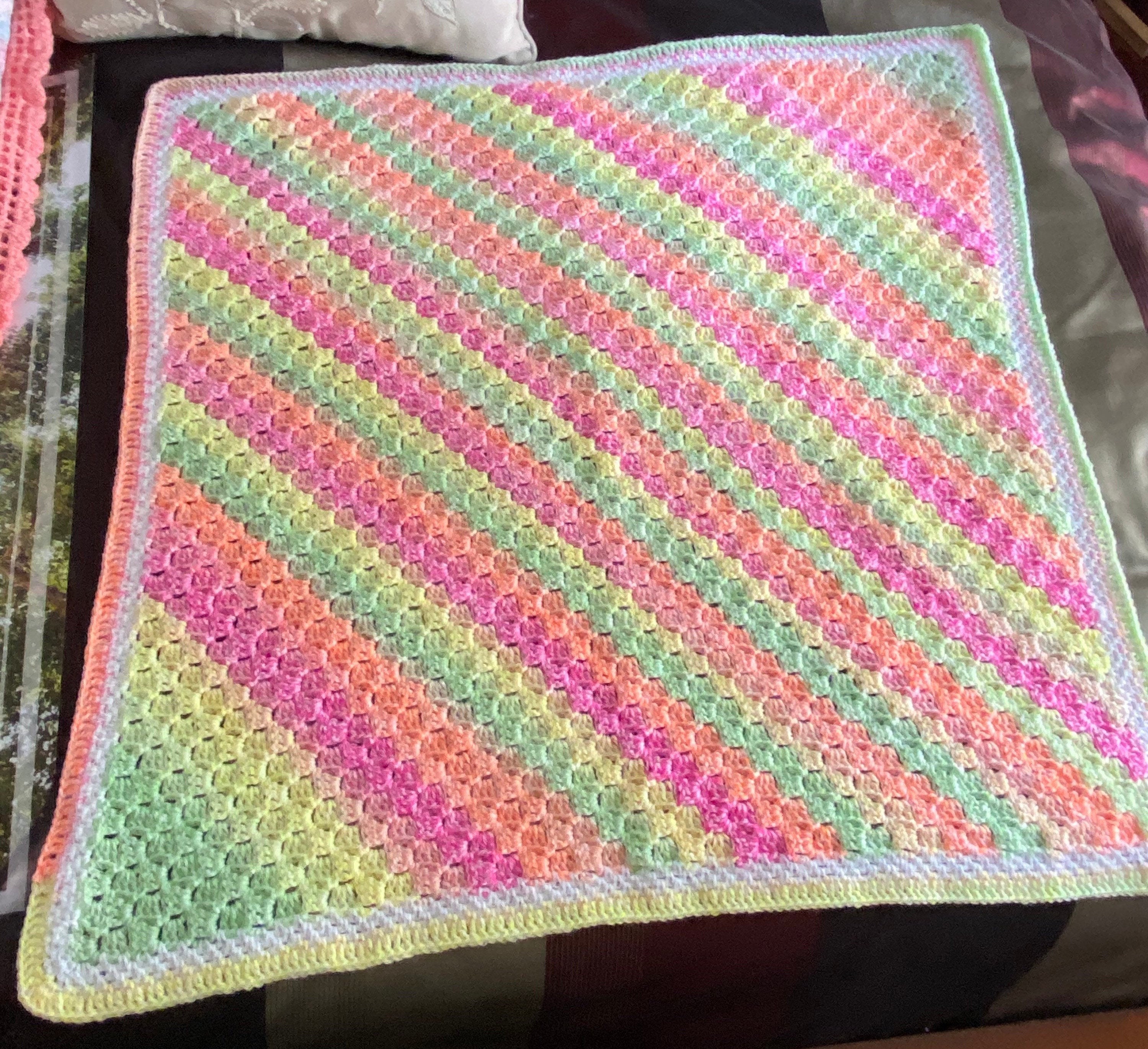 Rainbow Brights Neon Crochet Baby Afghan Blanket 30 X 31 Handmade - Etsy