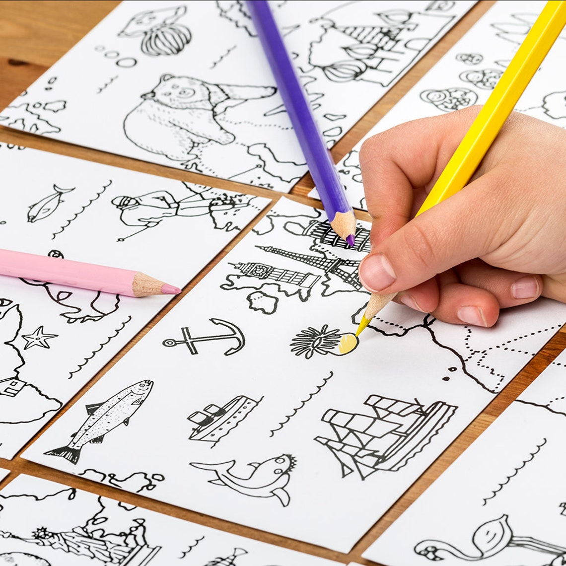 Colour-in Card Book – World Map (card, Size A6) by Award Winning ...