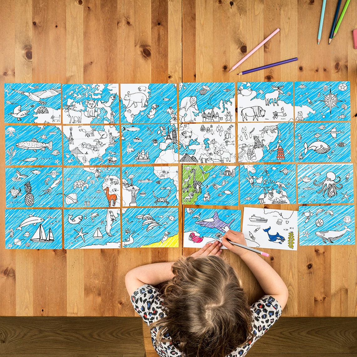 Colour-in Card Book – World Map (OD02) (card, Size A5) by Award Winning ...