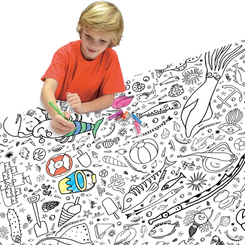 Giant Colouring in Sheet Seaside paper, Size 1270 X 952 Mm by Award ...