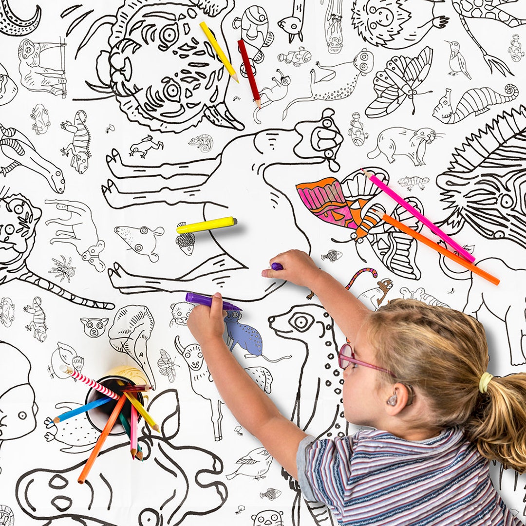 Giant Colouring in Poster– Wild Animals ((paper, Size 50 X 37.5 Ins) by ...