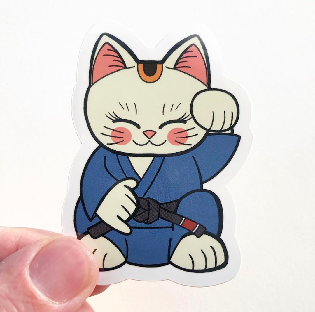 Jiu Jitsu Sticker BJJ Sticker lucky Cat Vinyl Sticker for Laptops ...