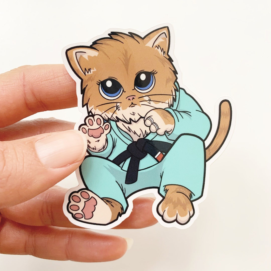 2 Jiu Jitsu Stickers -BJJ Stickers - Cat, Kittens- Vinyl Waterproof Stickers for Laptop ...