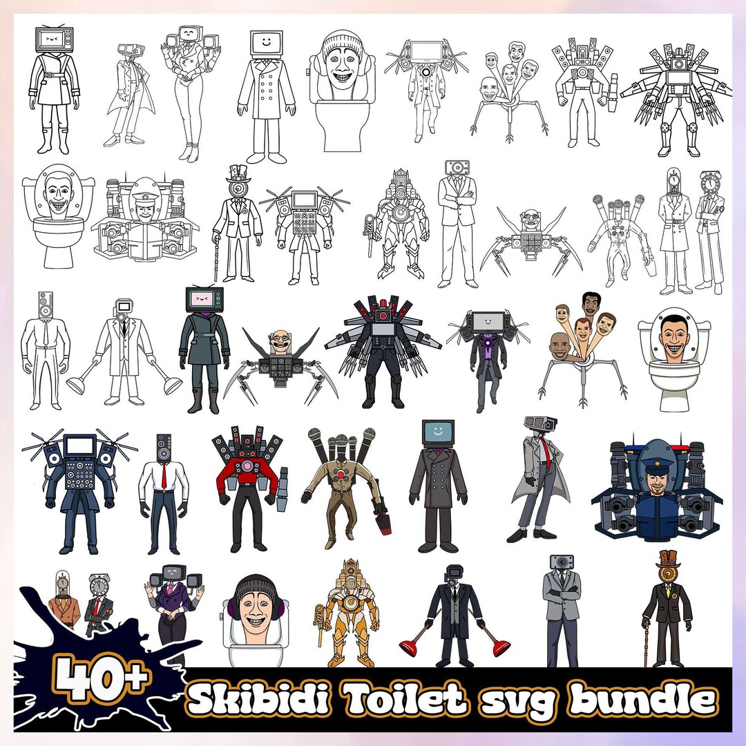 Skibidi Toilet Clipart Svg Png Bundle T Shirt Designs Birthday ...