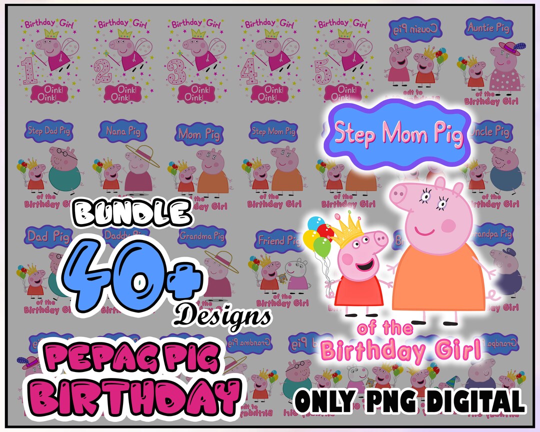 Peppa Pig Characters Cartoon Moovie svg-png-pdf Jpg Bundle Tshirt Shirt ...