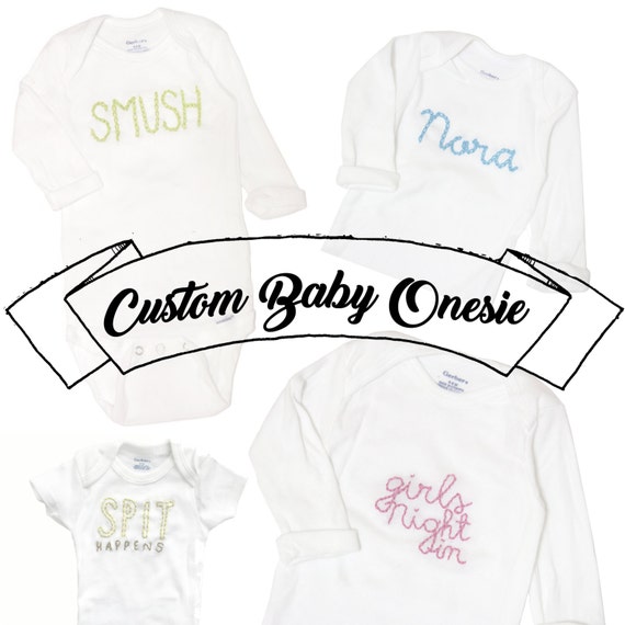 CUSTOM Hand-Embroidered Baby Onesie YOUR DESIGN | Etsy
