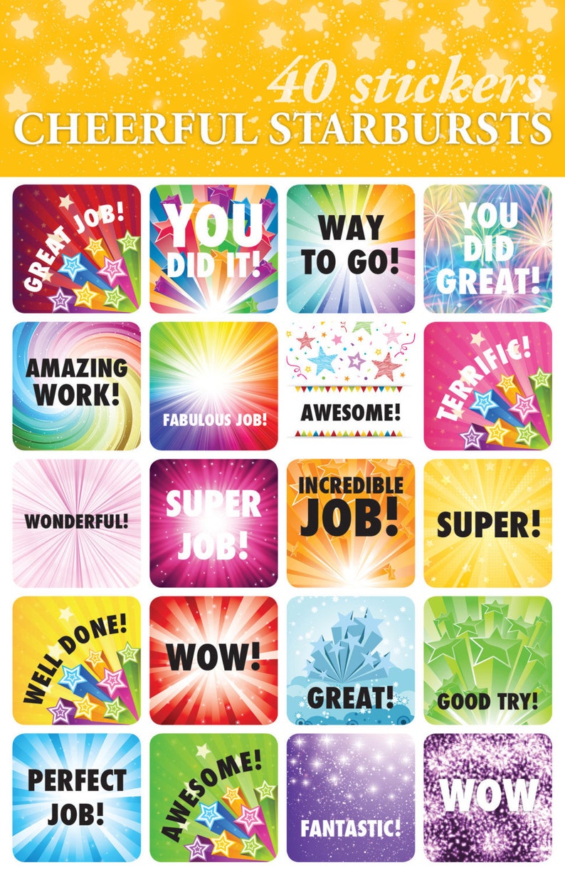 Cheerful Starbursts Stickers - Etsy