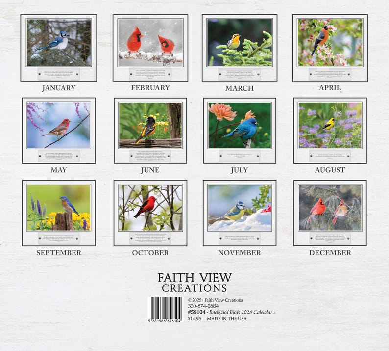 Simple Faith Backyard Birds Calendar 2026 #56104 - Etsy