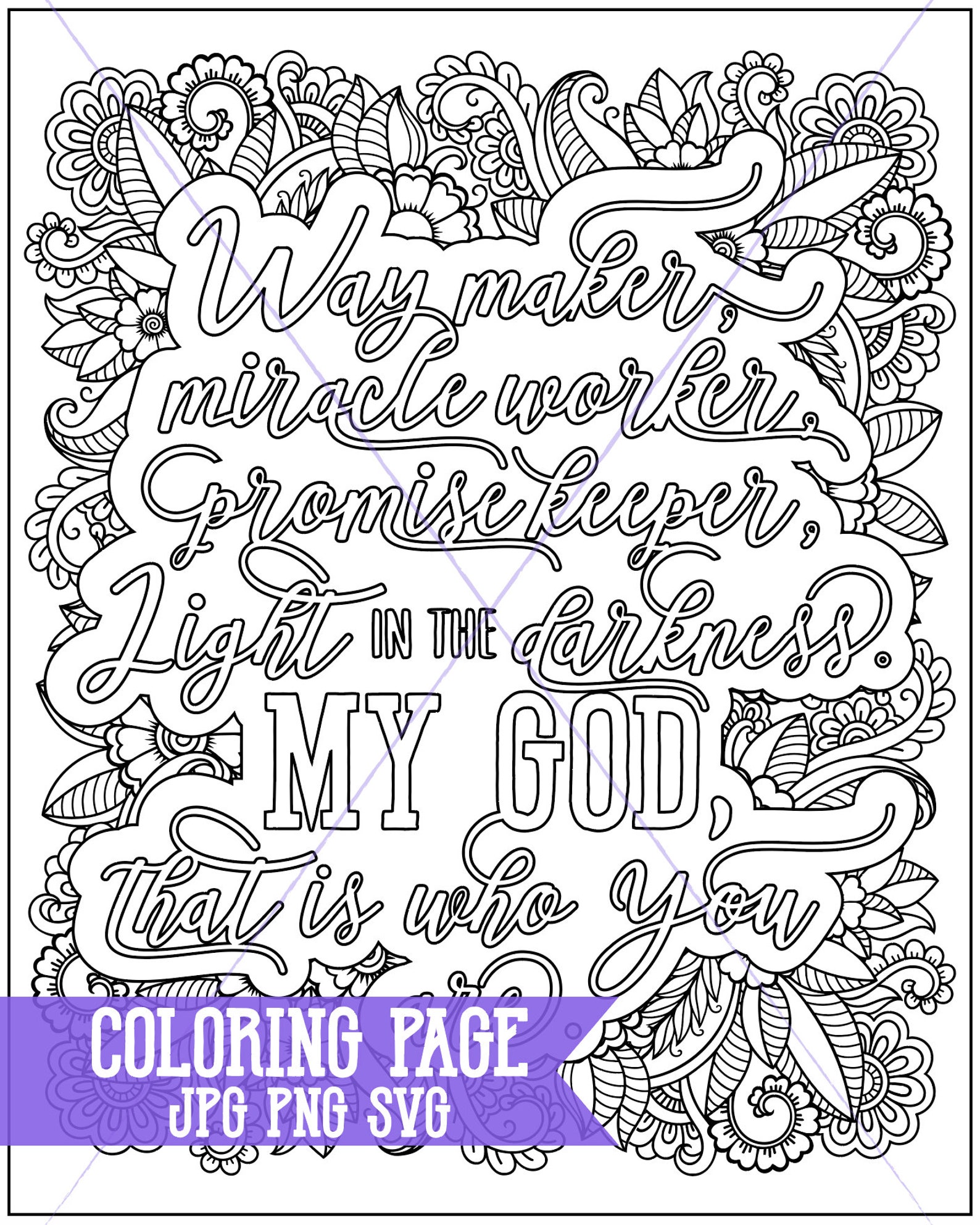 Way Maker Coloring Page Psalm Coloring Page Waymaker Bible | Etsy