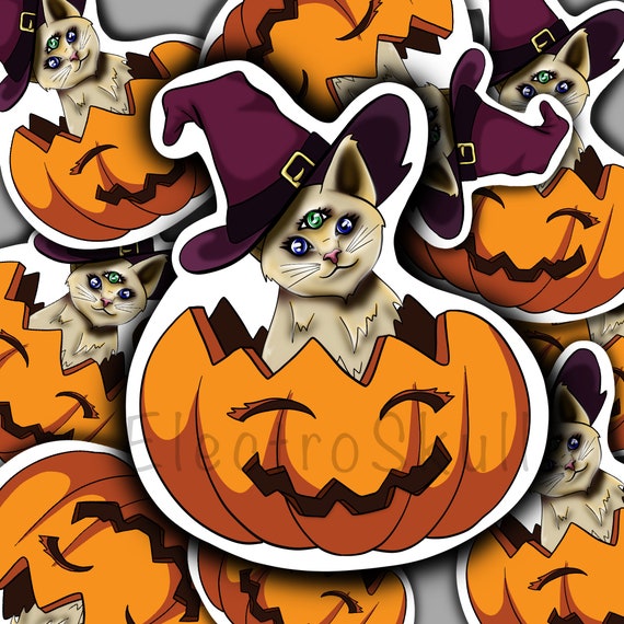 Spooky Kitty Sticker// Sticker Halloween Kitten Cat | Etsy