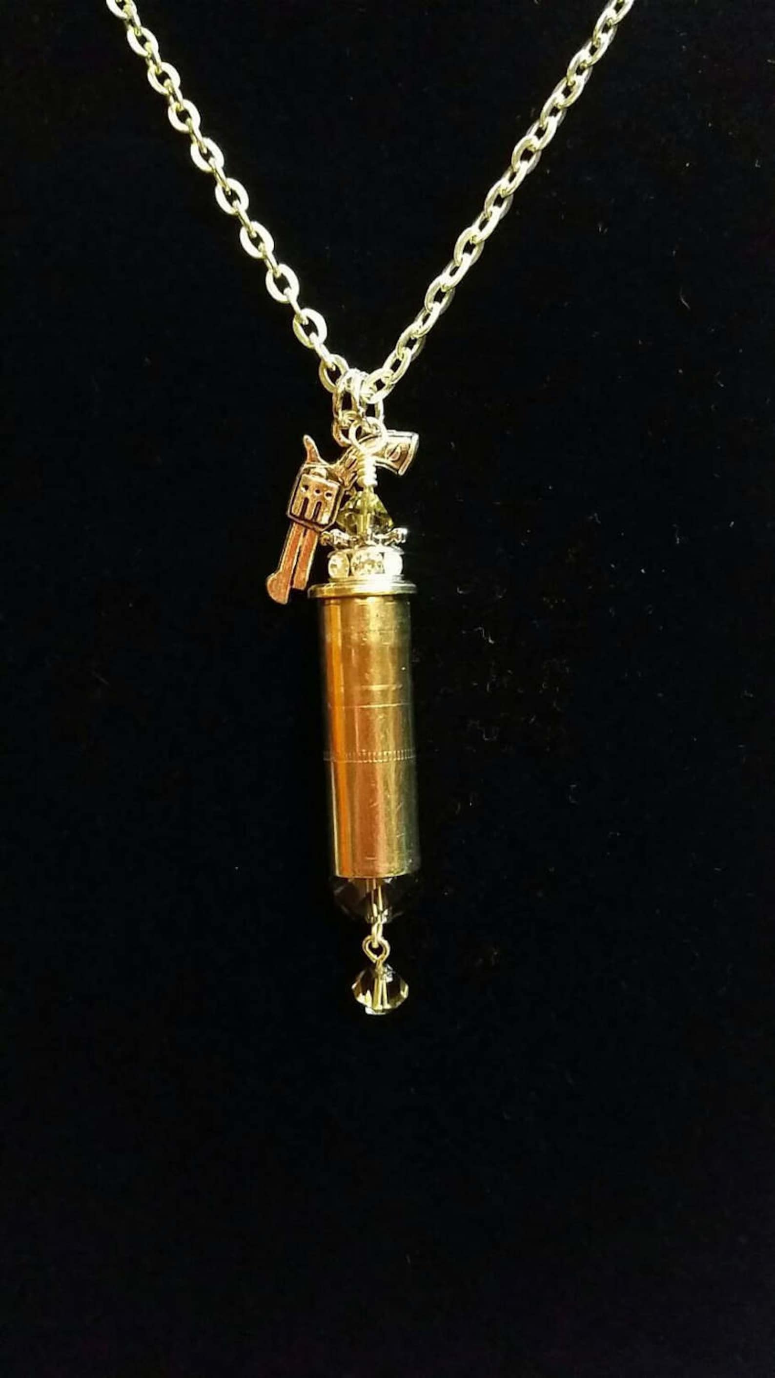 380 Auto Bullet Shell Casing Crystal Necklace With Pistol - Etsy